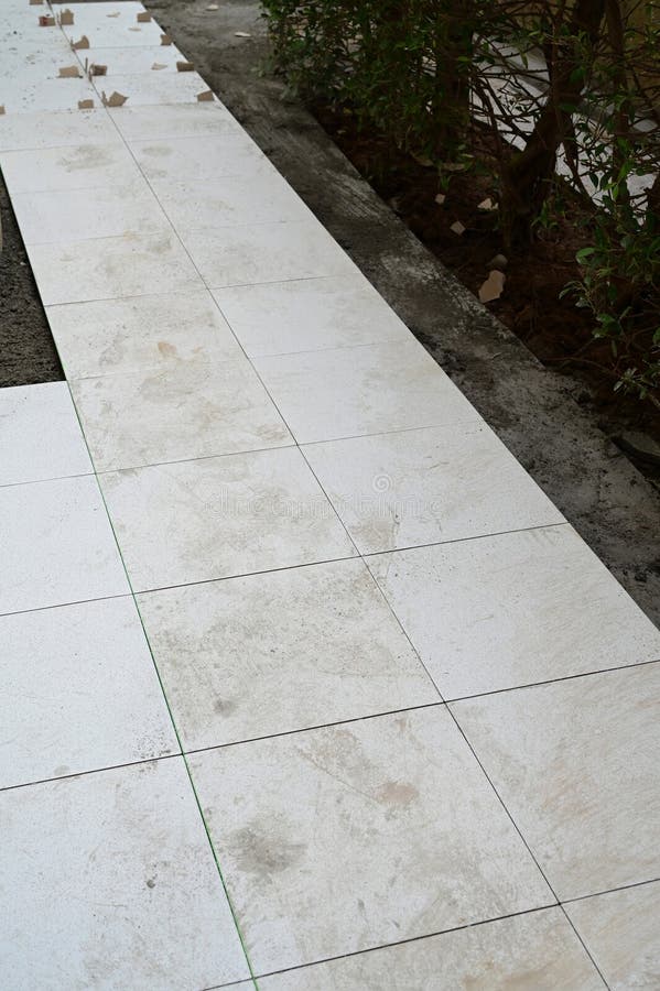 White Tile and Cement Floor, Construction Industry Stock Image - Image ...