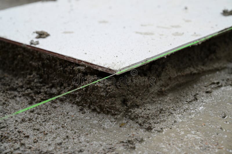 White Tile and Cement Floor, Construction Industry Stock Photo - Image ...
