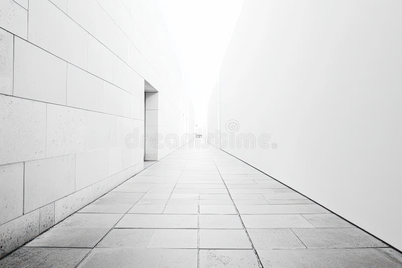 White Tiled Pathway between Tall White Walls Stock Illustration ...