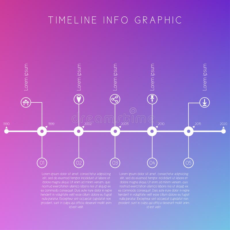 White Timeline On Blurred Colored Background. Displays Time Inte Stock ...