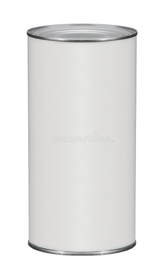 White tin can on white stock photo. Image of metallic - 126621858