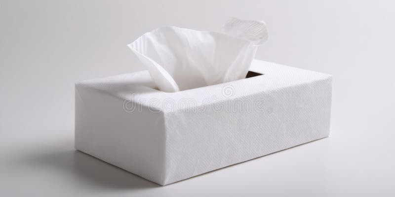 White Tissue Box on a Light Surface with Tissues Peeking Out ...
