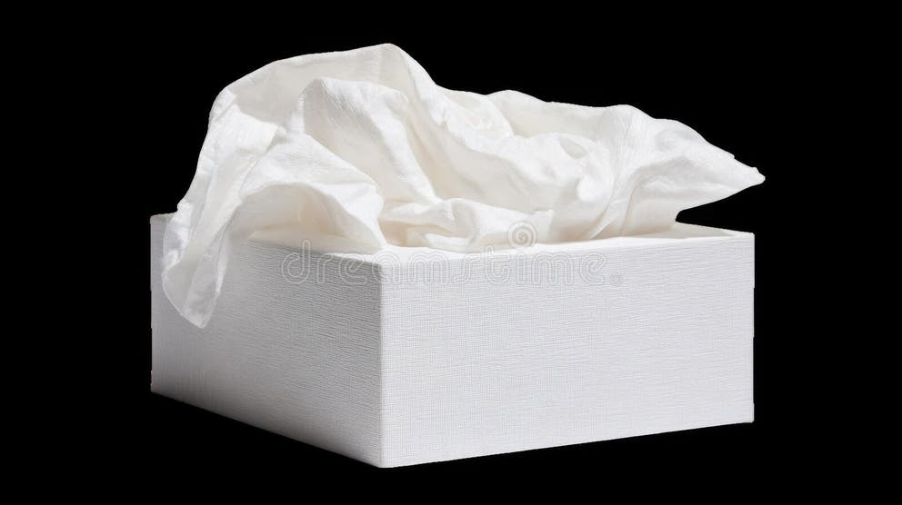 White Tissues Emerging from a Tissue Box on Transparent Background ...