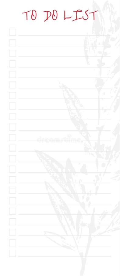 White To Do List with Minimalistic Leaf Design Stock Vector ...