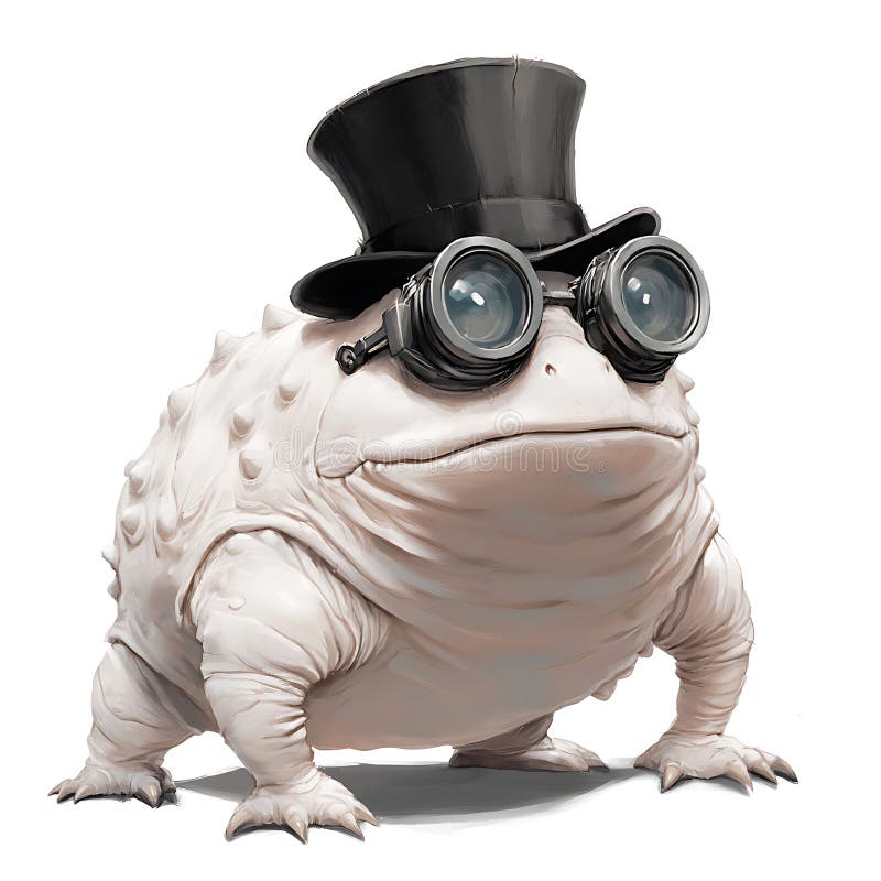 A White Toad Wearing a Top Hat and Goggles Standing on a White ...