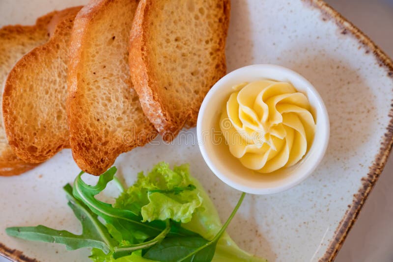 White Toast and Butter on Plate. Appetizer Sandwiches Stock Image ...