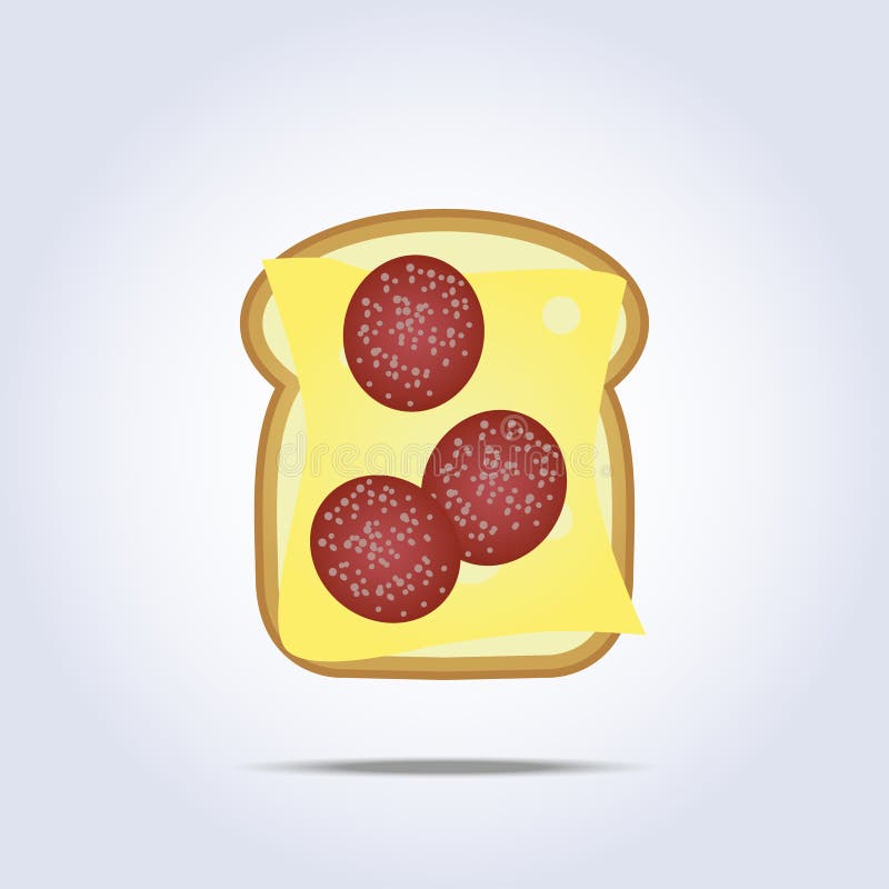White Toast with Cheese and Salami Icon Stock Vector - Illustration of ...
