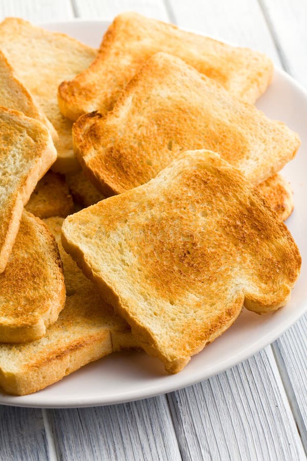 White Toasted Bread on Plate Stock Photo - Image of baking, diet: 27230080