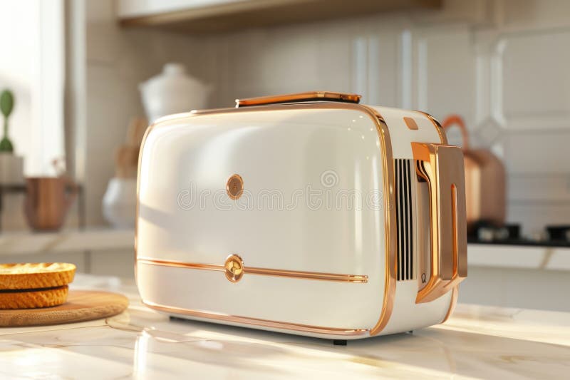 A White Toaster Sitting on a Kitchen Counter Stock Image - Image of ...