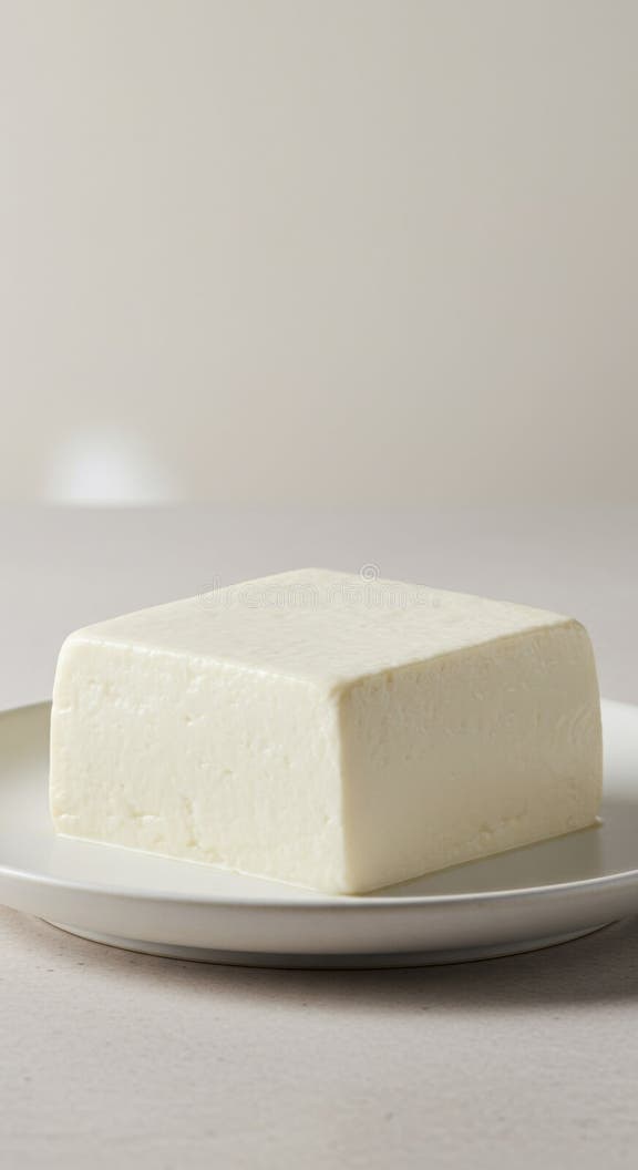 White Tofu Block on a Plate Stock Illustration - Illustration of life ...