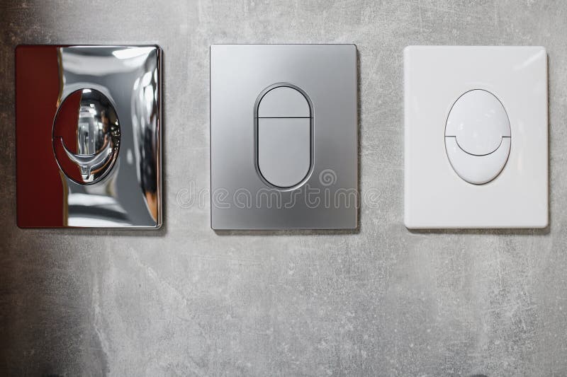 White Toilet Drain Panel and Buttons. Toilet Installation System in a ...