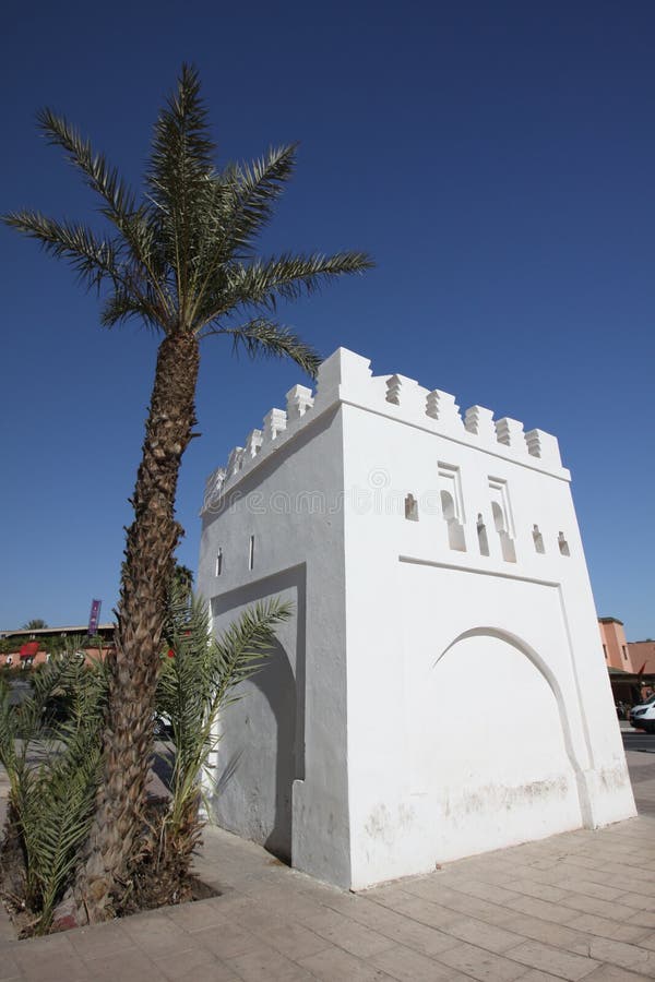 White Tomb with Palm Tree in Marrakech, Morocco Stock Photo - Image of ...