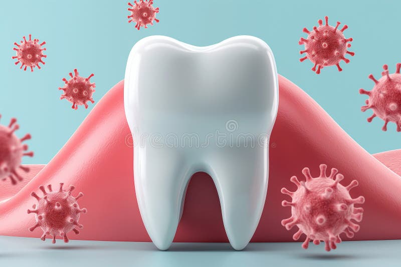 The White Tooth is Attacked by Viruses or Germs Stock Illustration ...