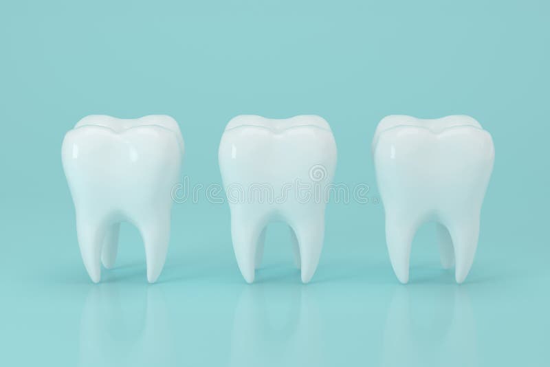 White Tooth with Blue Background, 3d Rendering Stock Illustration ...