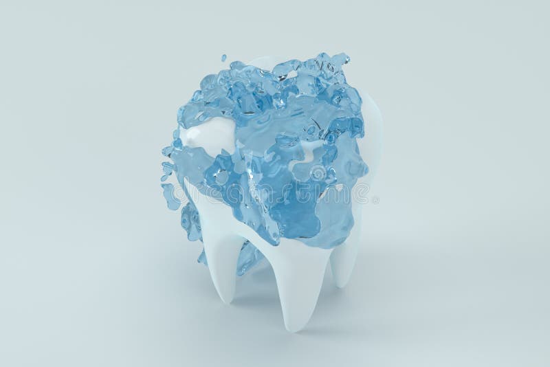 White Tooth with Blue Liquid on it, 3d Rendering Stock Illustration ...