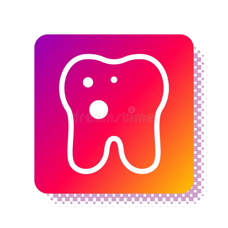 White Tooth with Caries Icon Isolated on White Background. Tooth Decay ...