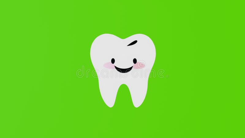 A White Tooth with a Face Moves on a Green Screen Stock Footage - Video ...