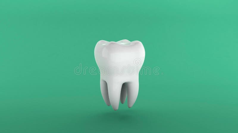 White Tooth on a Green Background. 3d Render Stock Illustration ...