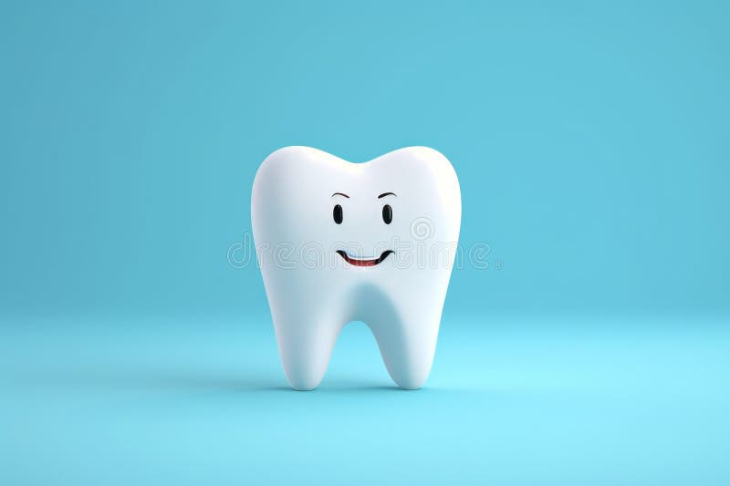White Tooth with Happy Face Isolated on Blue Stock Image - Image of ...