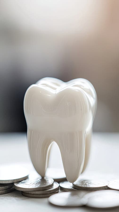 White Tooth Model Coins Blurred Dentist .. Stock Illustration ...