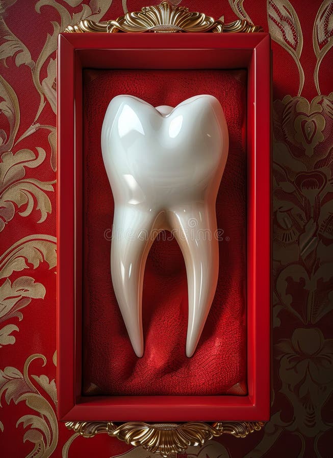 White Tooth in Red Box. a Realistic Tooth Inside a Red and White ...