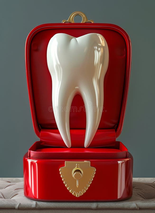 White Tooth in Red Case. a Tooth in a Red Ring Box Stock Photo - Image ...