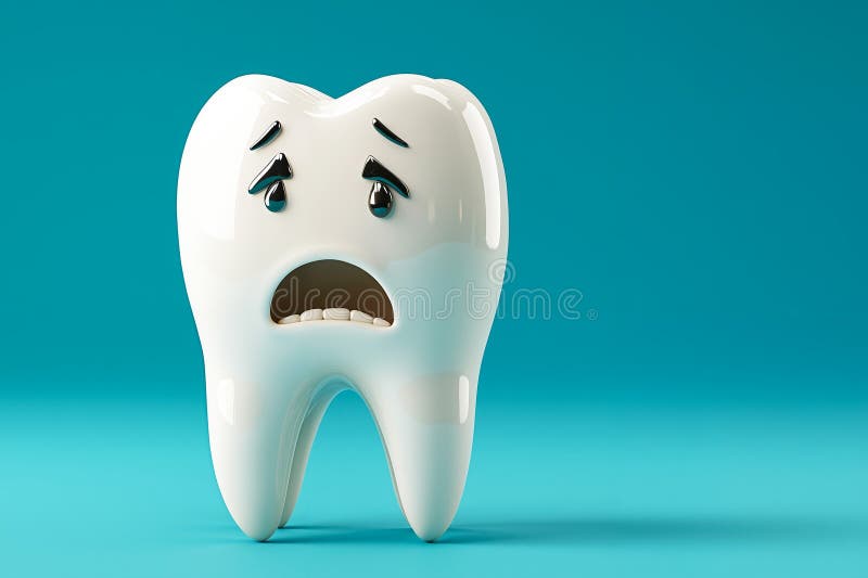 A White Tooth with a Sad Expression on Its Face Stock Illustration ...
