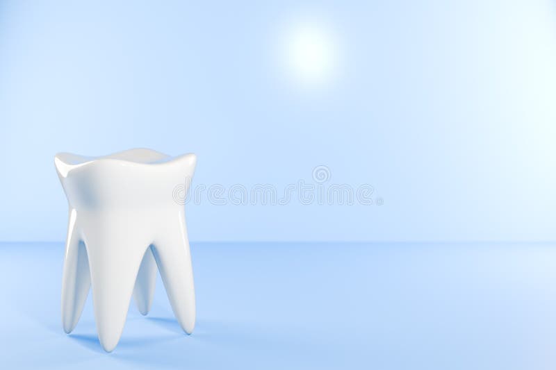 A White Tooth Sculpture Stands on Blue Background Stock Illustration ...