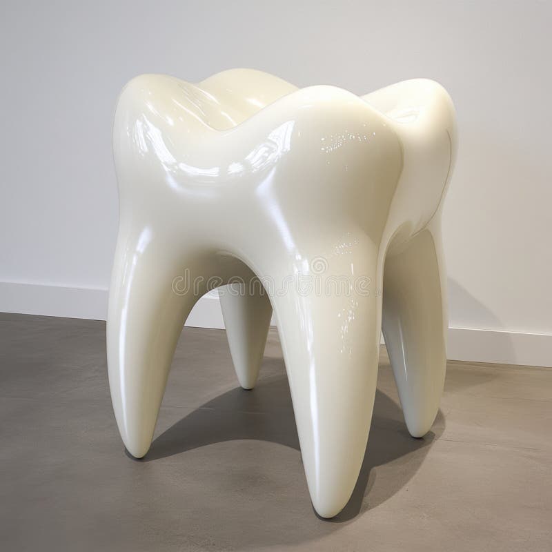 A White Tooth Shaped Stool Sitting on a Floor in Front of it, AI Stock ...