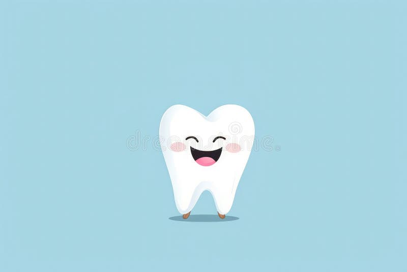 White Tooth with Smile on Blue Background, Light Emphasizes the ...