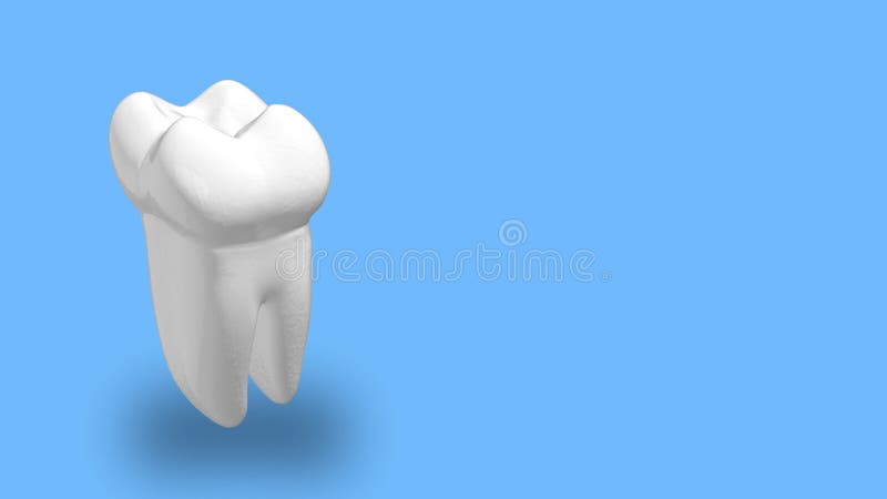 White Tooth Spinning on a Blue Background, Seamless Loop 3D Animation ...