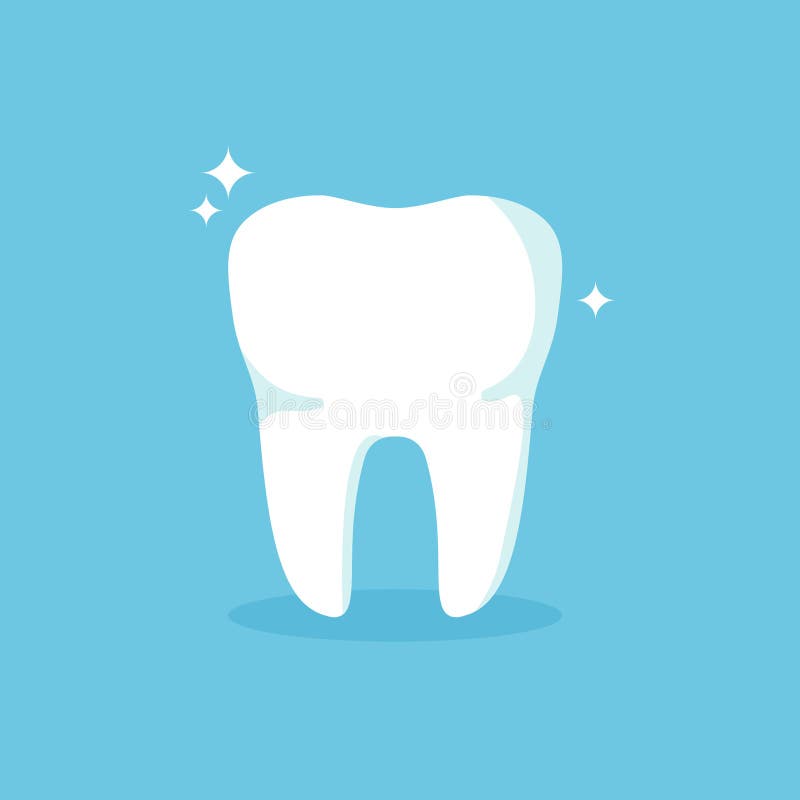 White Tooth Vector Icon Isolated on Blue Background. Stock Vector ...