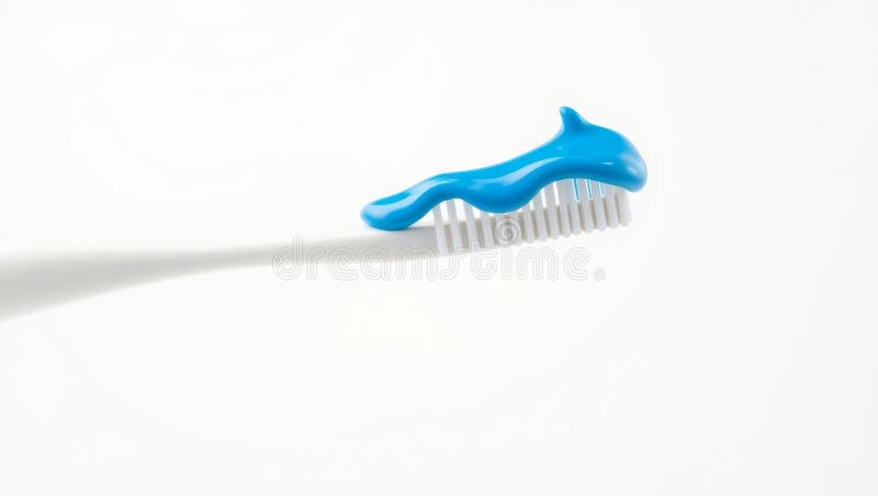 White Toothbrush with Blue Toothpaste on White Background Stock Photo ...