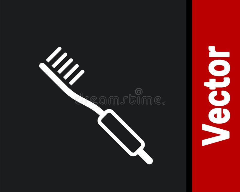White Toothbrush Icon Isolated on Black Background. Vector Stock ...
