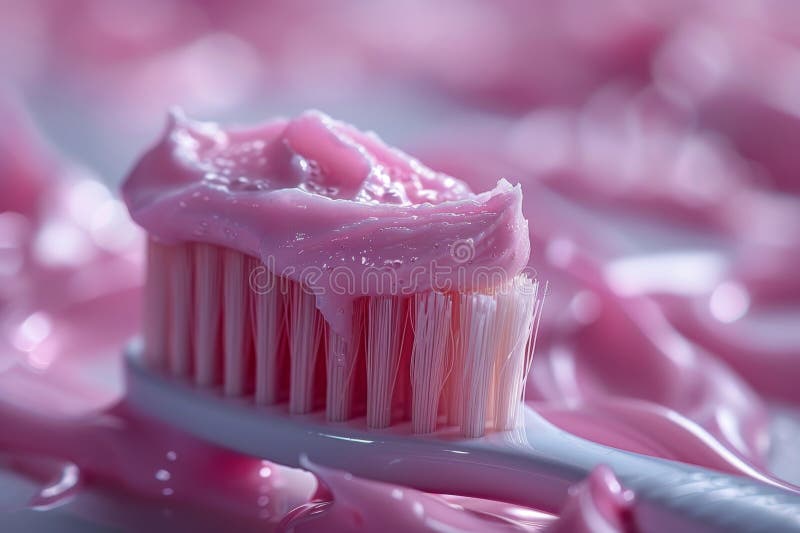 White Toothpaste on Pink Toothbrush Essential Oral Hygiene in Vibrant ...