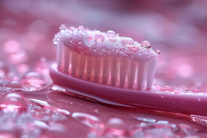 White Toothpaste on Pink Toothbrush daily Oral Care Essentials for ...