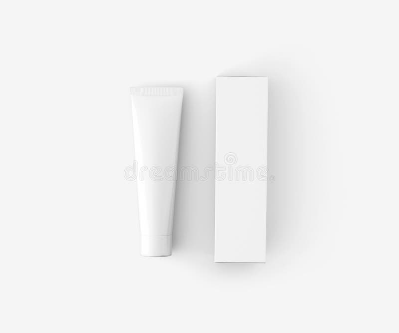 White Toothpaste Tube with Box, Blank Container 3D Rendering Isolated ...