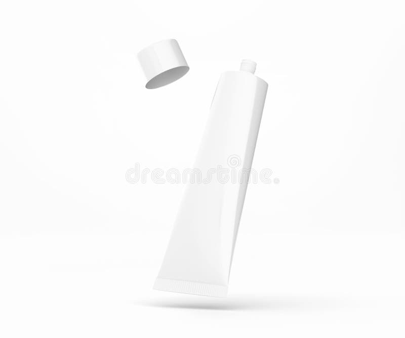 White Toothpaste Tube with Box, Blank Container 3D Rendering Isolated ...