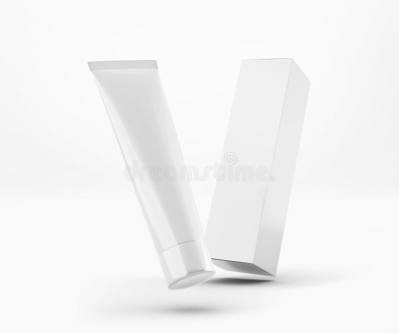 White Toothpaste Tube with Box, Blank Container 3D Rendering Isolated ...