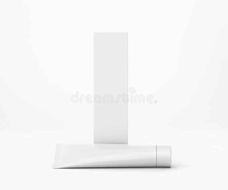 White Toothpaste Tube with Box, Blank Container 3D Rendering Isolated ...