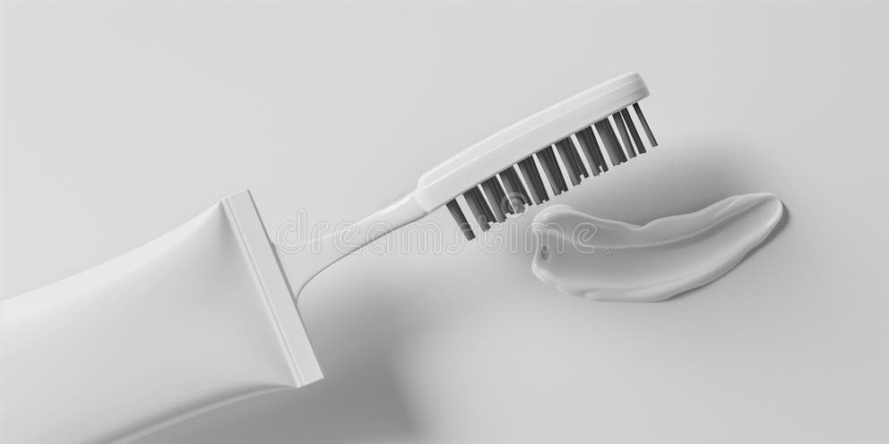 A White Toothpaste Tube with a Brush Laying beside it on a White ...