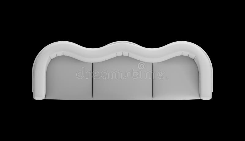 White Top View Designer Three Seat Sofa with Curved Back Illustration ...