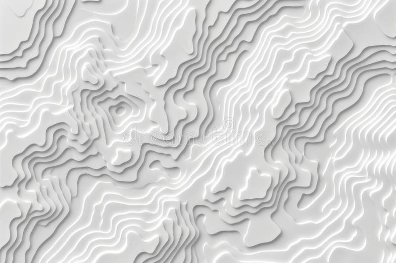 White Topographic Contour Map, 3D Rendering Abstract Background ...