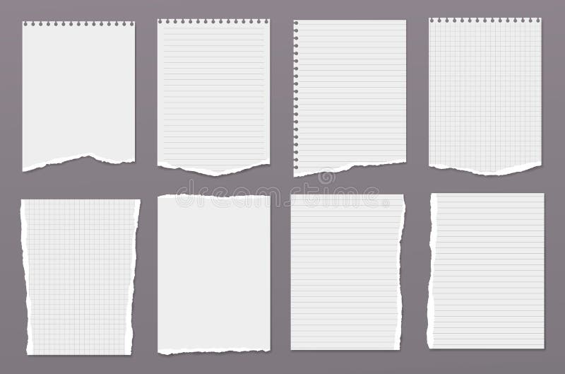 White Torn, Lined and Blank Note, Notebook Paper are on Dark Grey ... White Torn, Lined and Blank Note, Notebook Paper are on Dark Grey ...