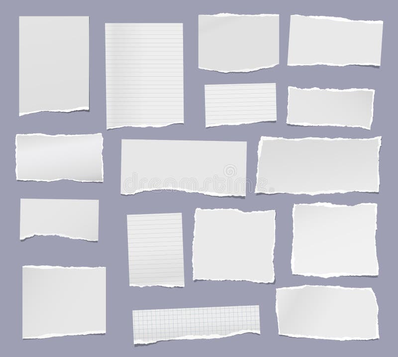 White Torn, Lined and Blank Note, Notebook Paper are on Light Blue ... White Torn, Lined and Blank Note, Notebook Paper are on Light Blue ...