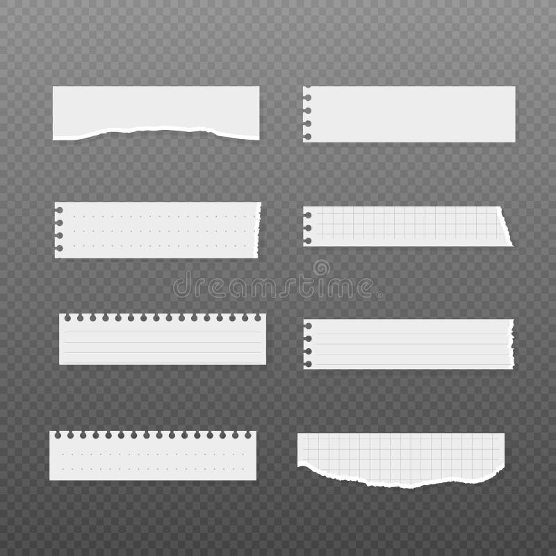 White Torn Lined and Checked Note Paper, Realistic Vector Illustration ... White Torn Lined and Checked Note Paper, Realistic Vector Illustration ...