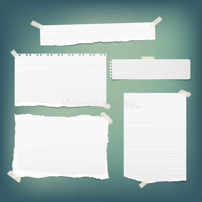 White Torn Lined Note, Notebook Paper Pieces for Text Stuck with Sticky ...