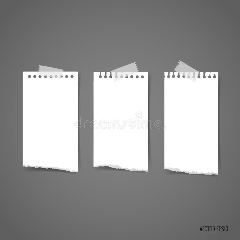 White Torn Note Papers. Vector Illustration Stock Vector - Illustration ...