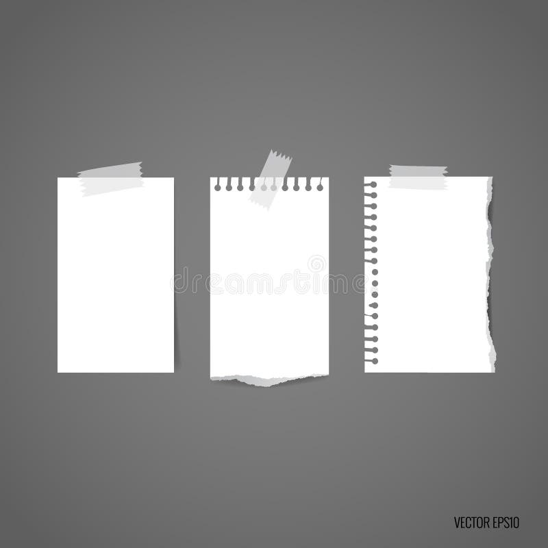 White Torn Note Papers. Vector Illustration Stock Vector - Illustration ...