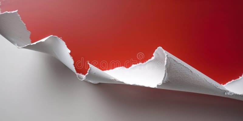 White Torn Paper Edge on Red Background Creating Copy Space Stock Photo ...